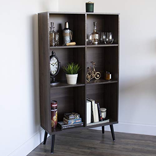 Humble Crew Bookcase with Adjustable Shelving Storage Bookshelf, Dark Wood/Black