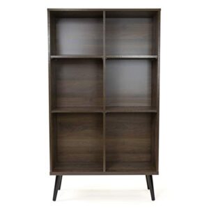 Humble Crew Bookcase with Adjustable Shelving Storage Bookshelf, Dark Wood/Black