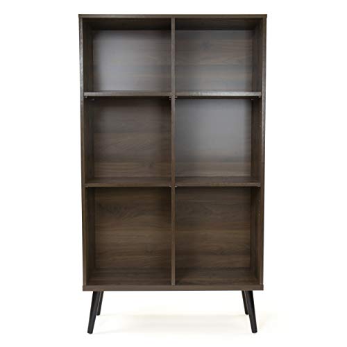 Humble Crew Bookcase with Adjustable Shelving Storage Bookshelf, Dark Wood/Black