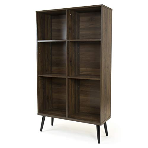 Humble Crew Bookcase with Adjustable Shelving Storage Bookshelf, Dark Wood/Black