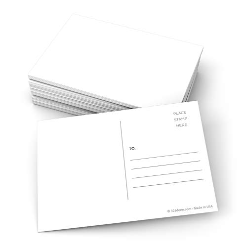 321Done Small Blank Postcards, White (Set of 50) Made in USA - 3.5x5 inches - USPS Post Office Mail Compliant Plain Empty Addressing Mailing, Create Your Own for Kids, Thick Heavy Duty Index Cards