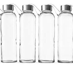 Epica 18-Oz. Glass Beverage Bottles, Set of 6 (Beverage Glasses + Carrying Loop Caps)