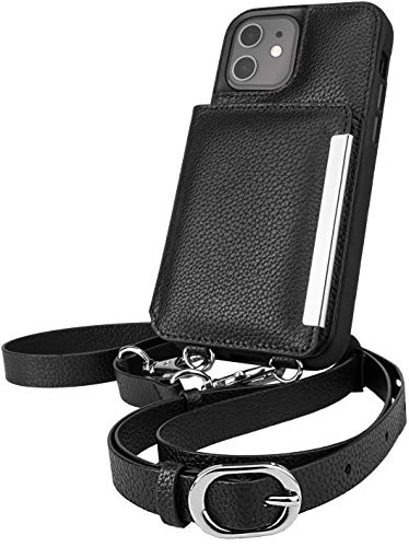 Smartish iPhone 12/12 Pro Crossbody Case for Women - Dancing Queen [Purse/Clutch with Detachable Strap & Card Holder] - Stiletto Black-Silver