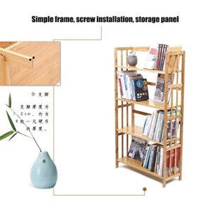 HTLLT Storage Shelf Floating Shelf Bamboo Book Shelf Storage Shelf, Height Adjustable, Kitchen Independent Storage Shelf Plant Shelf,4-Tier,4-Tier