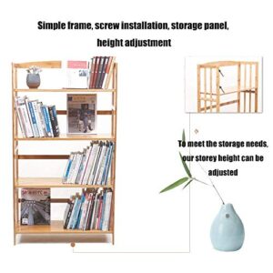 HTLLT Storage Shelf Floating Shelf Bamboo Book Shelf Storage Shelf, Height Adjustable, Kitchen Independent Storage Shelf Plant Shelf,4-Tier,4-Tier