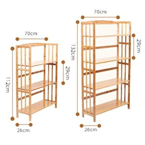 HTLLT Storage Shelf Floating Shelf Bamboo Book Shelf Storage Shelf, Height Adjustable, Kitchen Independent Storage Shelf Plant Shelf,4-Tier,4-Tier