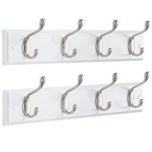 amada homefurnishing coat rack wall mount 2 pack, coat hooks wall hooks coat hangers for wall, hat racks hooks for hanging coats wall mounted, white