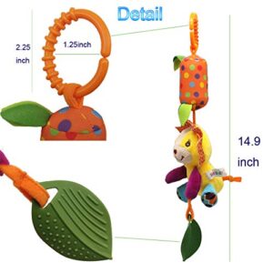 Bloobloomax Baby Soft Hanging Rattle, Car Seat Stroller Toys with Plush Animal C-Clip Ring for Infant Babies Boys and Girls 3 6 9 to 12 Months (12PCS-A)