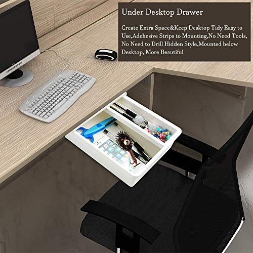 Ochine Under Desk Drawer, Under Desk Storage, Under Desk Pencil Drawer Organizer, Under Table Storage, Adhesive Desk Drawer, Attachable Desk Drawer for Office/Desk/School/Kitchen, 7103 inch