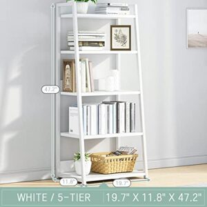 IOTXY 5 Tier Open Bookshelf - Steel and Wood Display Stand, 50CM Width Floor-Standing Bookcase, White