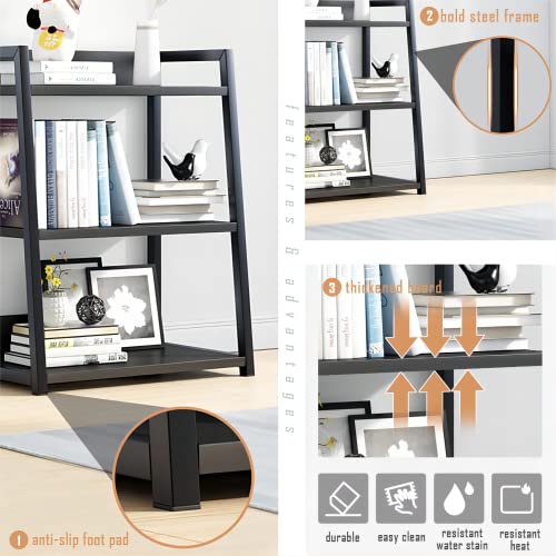 IOTXY 5 Tier Open Bookshelf - Steel and Wood Display Stand, 50CM Width Floor-Standing Bookcase, White