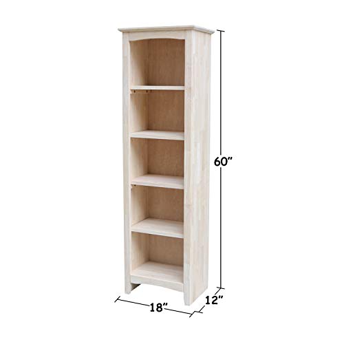 International Concepts Shaker Bookcase - 60" H,Unfinished