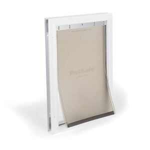 petsafe freedom aluminum pet door for dogs, large, white, tinted vinyl flap