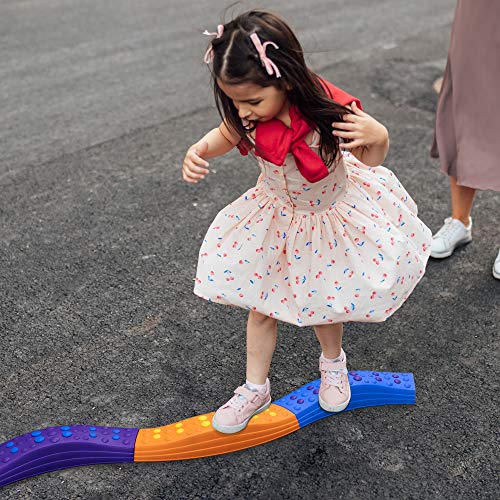 Sunny & Fun 20pc Balance Beam Gymnastics Obstacle Course for Kids | Interlocking Stepping Boards w/Rubber Grip & Non Slip Surface | Indoor & Outdoor Toy Improves Coordination & Strength | Max 220 Lbs.