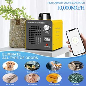 Commercial Ozone Generator 10000mg/h Remote Control Timing Ozone Machine Odor Eliminator Industrial O3 Ozone ionizer purifiers Deodorizer Ozonator for Rooms, Car, Home, auto, Smoke, Cars and Pets