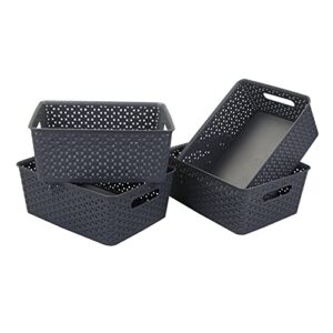 yarebest 4-pack woven storage basket, plastic kitchen cupboard basket