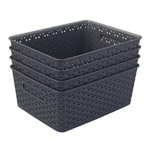 Yarebest 4-Pack Woven Storage Basket, Plastic Kitchen Cupboard Basket