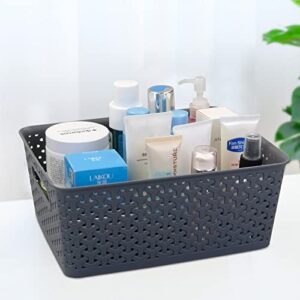 Yarebest 4-Pack Woven Storage Basket, Plastic Kitchen Cupboard Basket