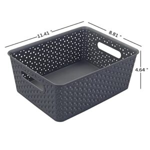 Yarebest 4-Pack Woven Storage Basket, Plastic Kitchen Cupboard Basket