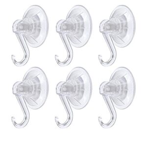 krismya clear plastic suction cup hook,6 pack ultra heavy duty hooks strong power lock hooks vacuum traceless hooks smooth waterproof oil-proof wall shower kitchen window bathroom holder