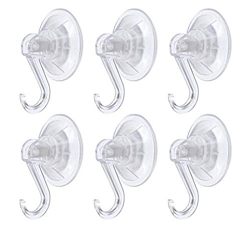 KRISMYA Clear Plastic Suction Cup Hook,6 Pack Ultra Heavy Duty Hooks Strong Power Lock Hooks Vacuum Traceless Hooks Smooth Waterproof Oil-Proof Wall Shower Kitchen Window Bathroom Holder