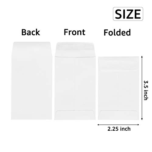 100 Pack White Kraft Small Coin Envelopes Self-Adhesive Seed Envelopes Mini Parts Small Items Stamps Storage Packets Envelopes for Garden, Office or Wedding Gift (2.25"×3.5")