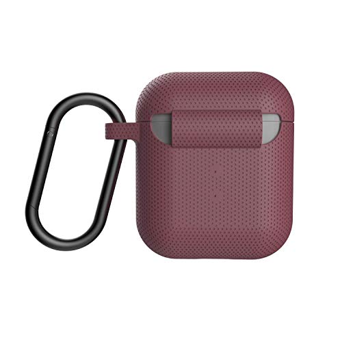 [U] by UAG Compatible with AirPods (1st Gen & 2nd Gen) Case Soft Smooth Silicone Stylish Dot Pattern Protective Cover with Carabiner Keychain, Dusty Rose