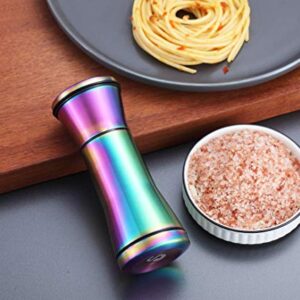 Rainbow Salt And Pepper Shakers, Kyraton Titanium Plating Stainless Steel Salt And Pepper Grinders Refillable Pepper Grinder, Pepper Mill, Salt Grinder, Salt Shaker, Salt Pepper Shaker Set of 2