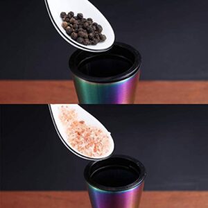 Rainbow Salt And Pepper Shakers, Kyraton Titanium Plating Stainless Steel Salt And Pepper Grinders Refillable Pepper Grinder, Pepper Mill, Salt Grinder, Salt Shaker, Salt Pepper Shaker Set of 2