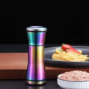 Rainbow Salt And Pepper Shakers, Kyraton Titanium Plating Stainless Steel Salt And Pepper Grinders Refillable Pepper Grinder, Pepper Mill, Salt Grinder, Salt Shaker, Salt Pepper Shaker Set of 2