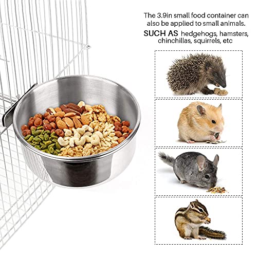 3PCS Bird Feeder for Cage Parakeets Food Feeder with 3 Different Size, Bird Feeding Dish Stainless Steel Bird Bowl Parrot Feeding Cups Animal Cage Water Food Bowl for Parrot