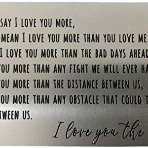 TUWUNA When I Say I Love You More Anniversary Card, I Love You Gifts for Her Him, Anniversary Card Gift for Husband Men,Birthday Wallet Card for Girlfriend Boyfriend(Silver-1)