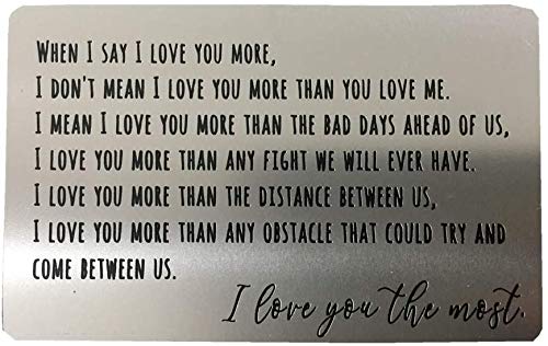 TUWUNA When I Say I Love You More Anniversary Card, I Love You Gifts for Her Him, Anniversary Card Gift for Husband Men,Birthday Wallet Card for Girlfriend Boyfriend(Silver-1)