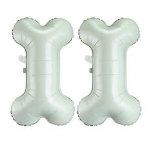 binaryabc white dog bone foil balloons,dog birthday party supplies decorations,2pcs