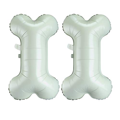 BinaryABC White Dog Bone Foil Balloons,Dog Birthday Party Supplies Decorations,2Pcs