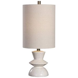 uttermost stevens white wood tone buffet accent table lamp