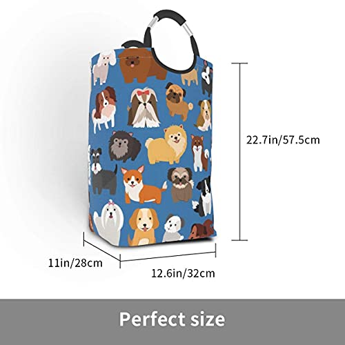 Duduho Large Laundry Basket with Handles Cute Dog Animal Set Laundry Hamper Toys Storage Organizer Foldable Bucket Washing Bin Dirty Clothes Bag for Home Bathroom Bedroom Dorm