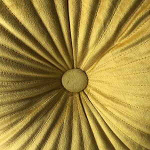 Elero Velvet Round Throw Pillow Pleated Round Pillow Cushion Decoration for Couch Chair Bed Car Yellow