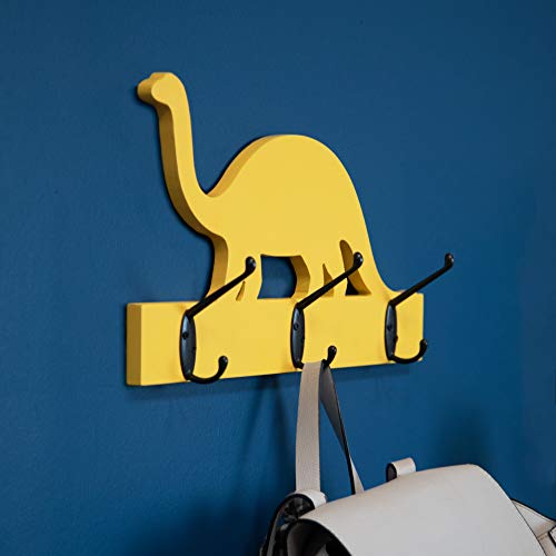 Stratton Home Decor Yellow Dinosaur Coat Hooks, Small