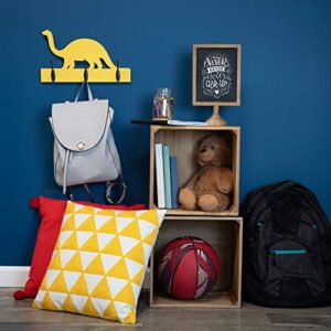 Stratton Home Decor Yellow Dinosaur Coat Hooks, Small