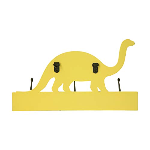 Stratton Home Decor Yellow Dinosaur Coat Hooks, Small