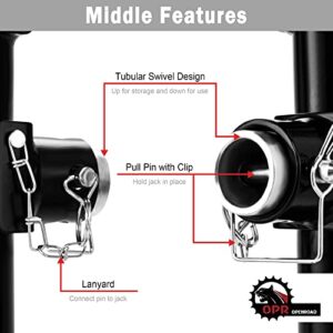 OPENROAD 2000lbs Swivel Trailer Jack (2 Pack),10 Inch Vertical Travel Weld-On Pipe-Mount Trailer Jack with A3 Steel Jack Footplate Sidewind Handle & Pull Pin,for Campers RVs Boats Utility Trailers