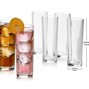 Set of 8 Cocktail Highball Glasses, Tall Drinking Glasses for Water, Juice, Cocktails, Beer and More, Elegant Bar Glasses, Italian, 10 oz Highball Glasses