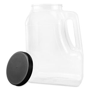 Cornucopia Clear Plastic Gallon Jar with Handle and Airtight Lid (2-Pack) for Bulk Food, Craft Supplies, Paint and Detergent Storage and More