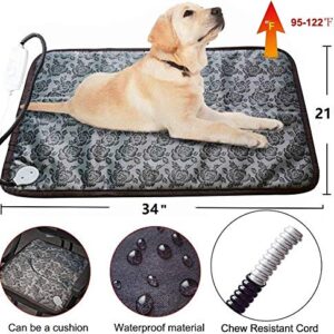 Pet Heating Pad Electric Dog Heating Pad for Large Dog,Heated Cat Bed Mat with Chew Resistant Cord Indoor Dog Warming Bed Pad Pet Heated Bed