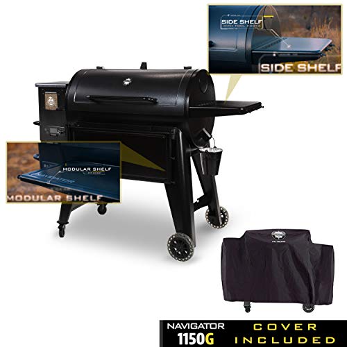 PIT BOSS PB1150G PG1150G Wood Pellet Grill w/Cover and Folding Front Shelf Included, 1150 sq. inch, Black