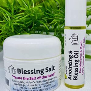 Set of Urban ReLeaf Blessing Salt and Anointing & Blessing Oil Roll-On. Holy Ceremony Wedding Baptism Meals Housewarming Purify Meditate Pray. Dead Sea Salt. Bible Oils Frankincense, Myrrh.