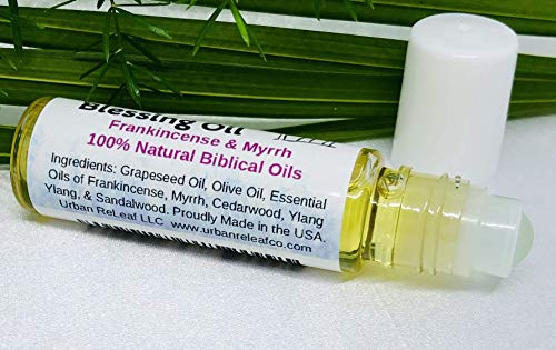 Set of Urban ReLeaf Blessing Salt and Anointing & Blessing Oil Roll-On. Holy Ceremony Wedding Baptism Meals Housewarming Purify Meditate Pray. Dead Sea Salt. Bible Oils Frankincense, Myrrh.