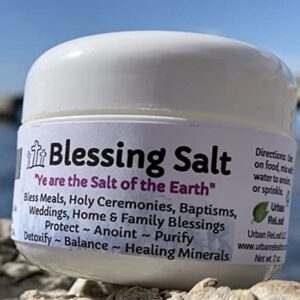 Set of Urban ReLeaf Blessing Salt and Anointing & Blessing Oil Roll-On. Holy Ceremony Wedding Baptism Meals Housewarming Purify Meditate Pray. Dead Sea Salt. Bible Oils Frankincense, Myrrh.