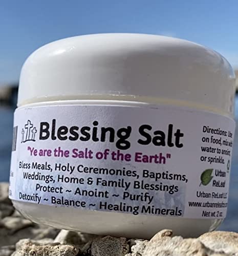 Set of Urban ReLeaf Blessing Salt and Anointing & Blessing Oil Roll-On. Holy Ceremony Wedding Baptism Meals Housewarming Purify Meditate Pray. Dead Sea Salt. Bible Oils Frankincense, Myrrh.